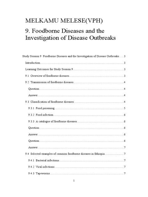 Foodborne Diseases And The Investigation Of Disease Outbreaks Pdf