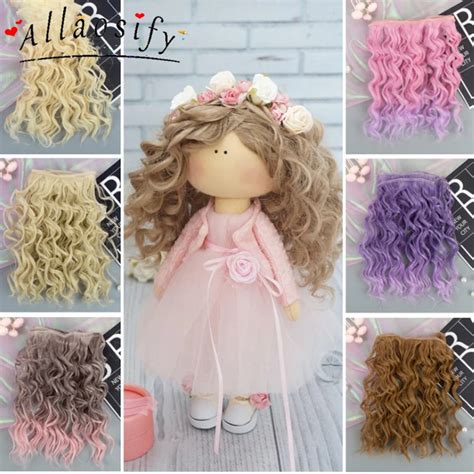 Allaosify 블랙 골드 브라운 실버 짧은 곱슬 머리 15cm 25cm 100cm Bjd 가발 13 14 16