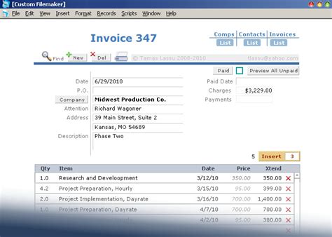 Custom Filemaker Invoice Solution Manhattan Database Consultant