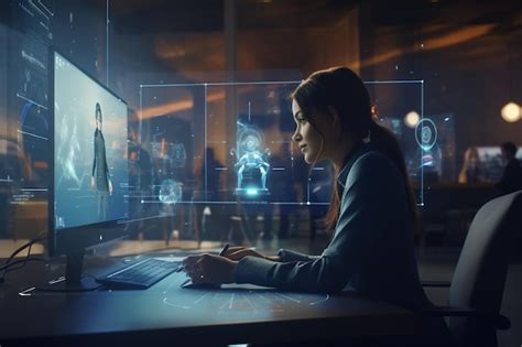 Premium Photo Team Collaborating Through A Virtual Personal Generative Ai