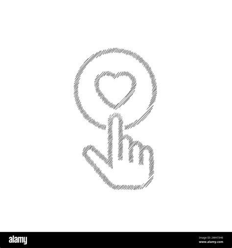 White Finger Pressing Donate Button Sketch Vector Icon Stock Vector
