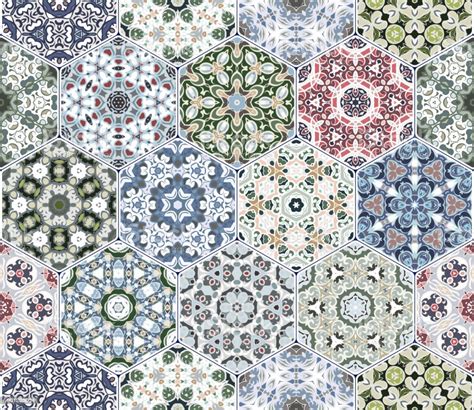 Vector Set Of Hexagonal Patterns Stock Illustration Download Image