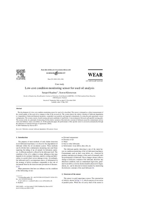 low cost condition monitoring sensor for used oil analysis