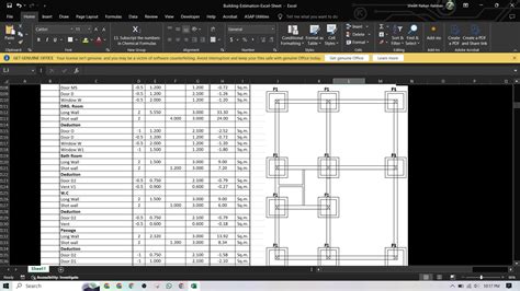 building estimation excel file draftter