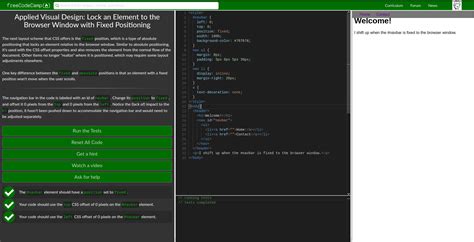 Applied Visual Design Lock An Element To The Browser Window With Fixed Positioning · Issue