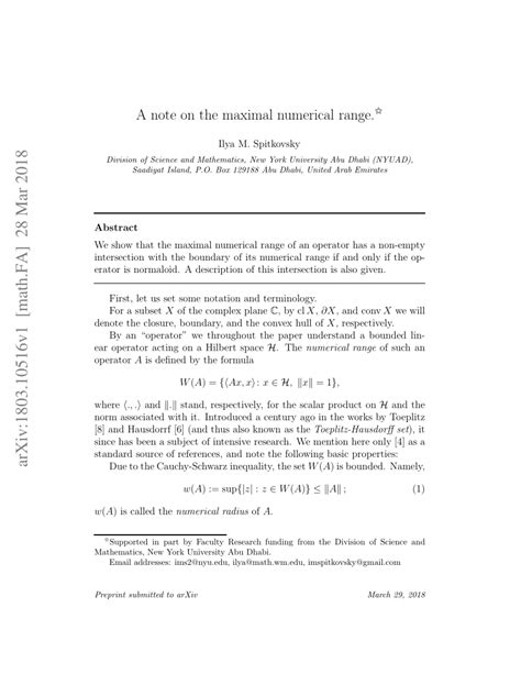 Pdf A Note On The Maximal Numerical Range