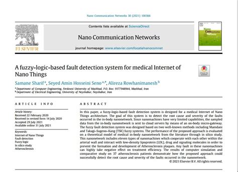 My New Paper A Fuzzy Logic Based Fault Detection System For Medical