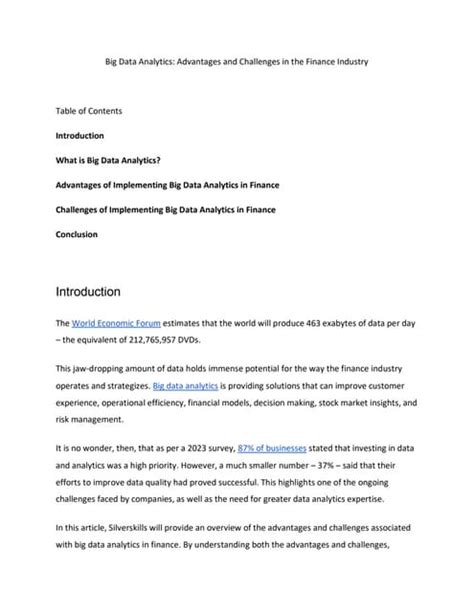 Big Data Analytics Advantages And Challenges In The Finance Industry Pdf