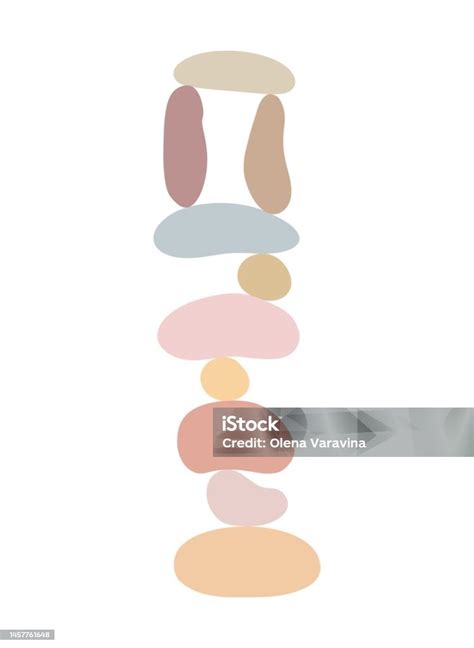 젠 스톤 케언즈 간단한 추상 평면 스타일 벡터 일러스트 레이 션 휴식 명상 및 요가 개념 배너 포스터 카드 인쇄물 벽 예술을