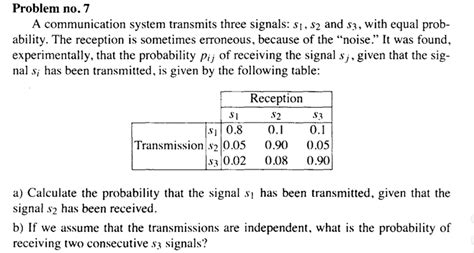 Solved Problem No 7 A Communication System Transmits Three Chegg Com