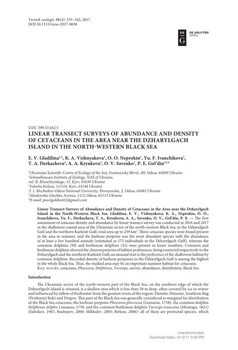 Pdf Linear Transect Surveys Of Abundance And Density Of Cetaceans In