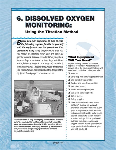 B 6 Dissolved Oxygen Monitoring