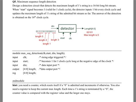 Solved Q5 Maximum Sequence Length Detection Design A