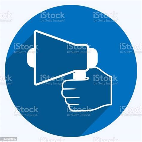 아이콘 홀딩 스피커 손 동작 기호에 적합합니다 긴 그림자 스타일 편집 가능한 간단한 디자인 디자인 템플릿 벡터 간단한 기호 그림