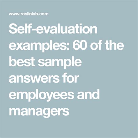 Self Evaluation Examples 60 Of The Best Sample Answers For Employees