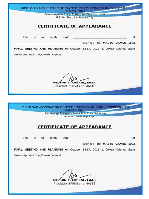 Sample Of Certificate Of Appearance