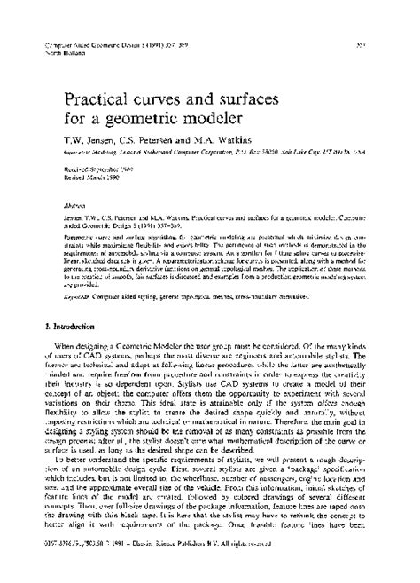 Pdf Practical Curves And Surfaces For A Geometric Modeler