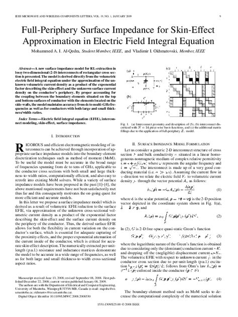 Pdf Full Periphery Surface Impedance For Skin Effect Approximation In Electric Field Integral