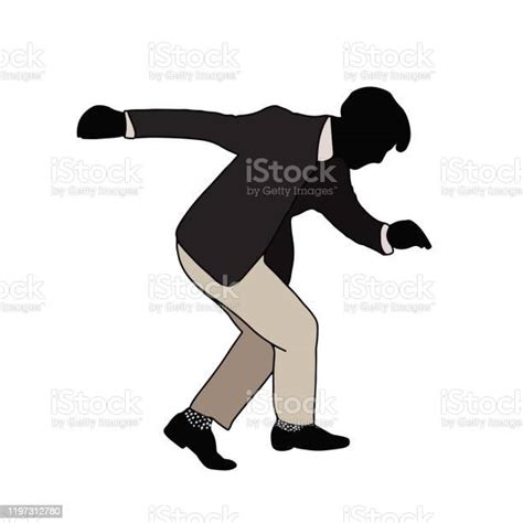 스윙 재즈 파티 시간 만화 스타일의 흰색에 고립 된 춤 커플 40 대 또는 50 대 스타일의 사람들 스윙 재즈 린디 홉 또는