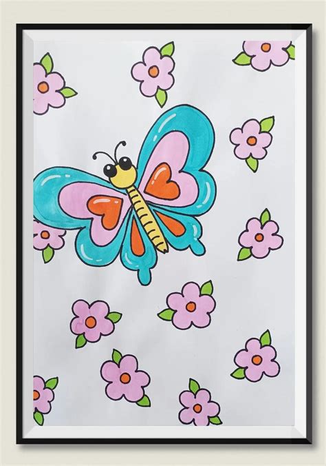 草地小花蝴蝶简笔画图片大全（共19张） 简笔画图片大全