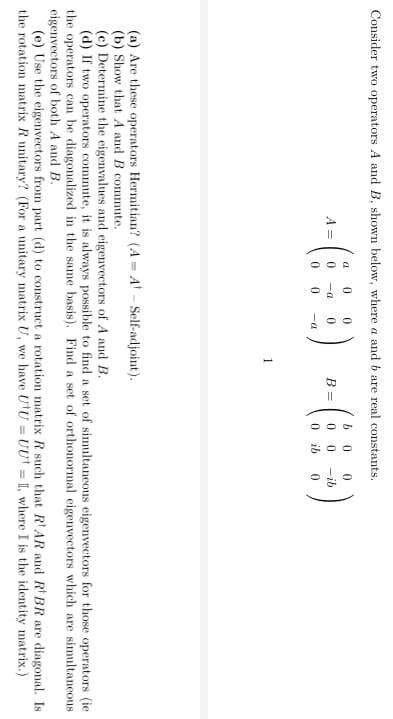 Solved Consider Two Operators A And B Shown Below Where A