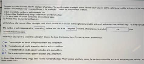 solved suppose you were to collect data for each par of