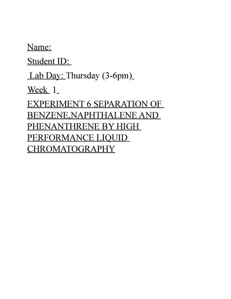 Experiment 6 Lab Report Name Babe ID Lab Day Thursday 3 6pm Week 1 EXPERIMENT 6