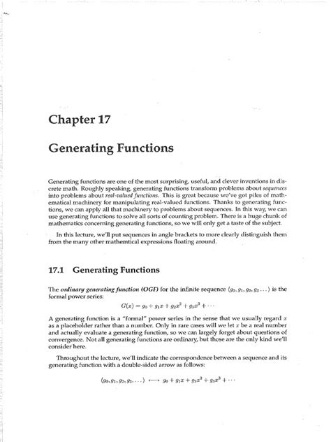 Generating Functions Pdf