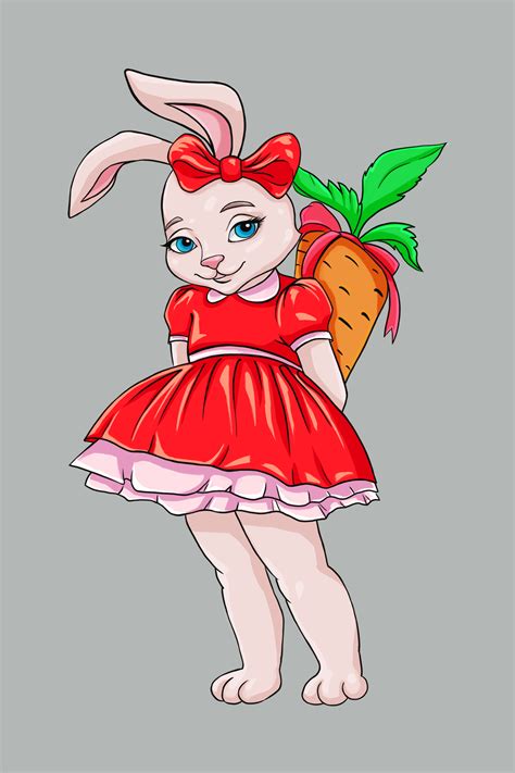 Иллюстрация Кролик с подарком в стиле персонажи