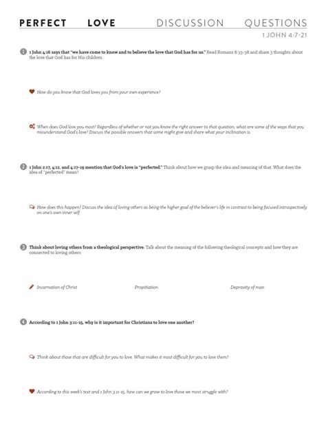 1 John 4 Discussion Questions Pdf God Love