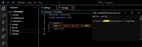 Running C Code In An External Terminal Command Prompt With Visual