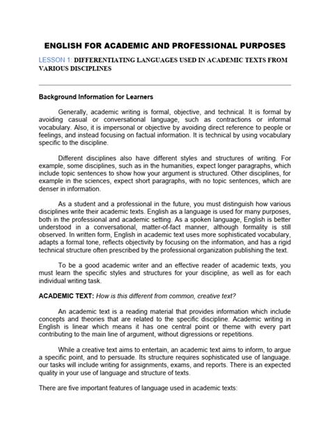 Eapp Lesson 1 Pdf English Language Vocabulary