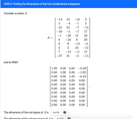 Solved Consider A Matrix And Its RREF The Dimension Of The Chegg Com