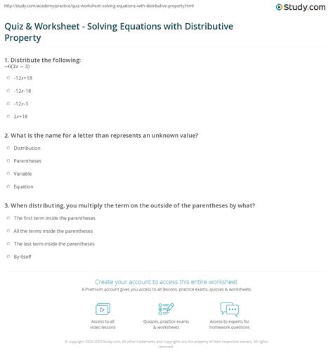 How To Solve Equations With The Distributive Property Mathcation Worksheets Library