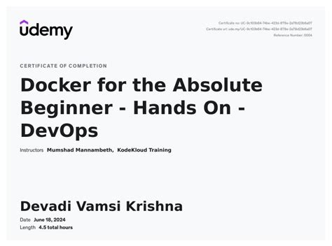 Devadi Vamsi Krishna On Linkedin Im Happy To Share That Ihave Completed The Docker Udemy Course