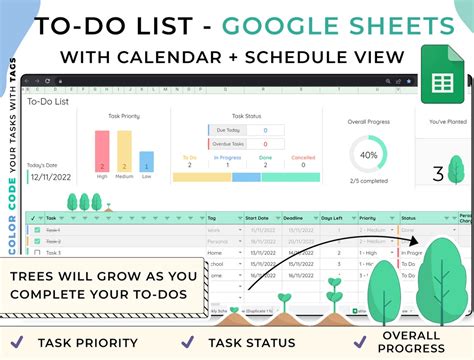 To Do List Template Google Sheets Spreadsheet Daily To Do Etsy