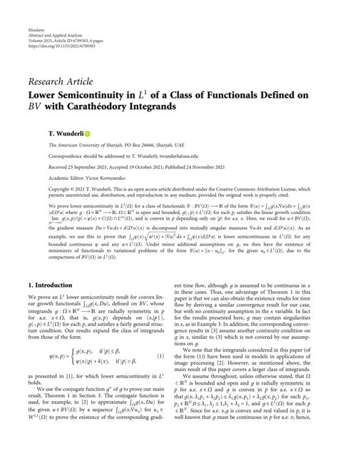 Pdf Lower Semicontinuity In L 1 Of A Class Of Functionals Defined On