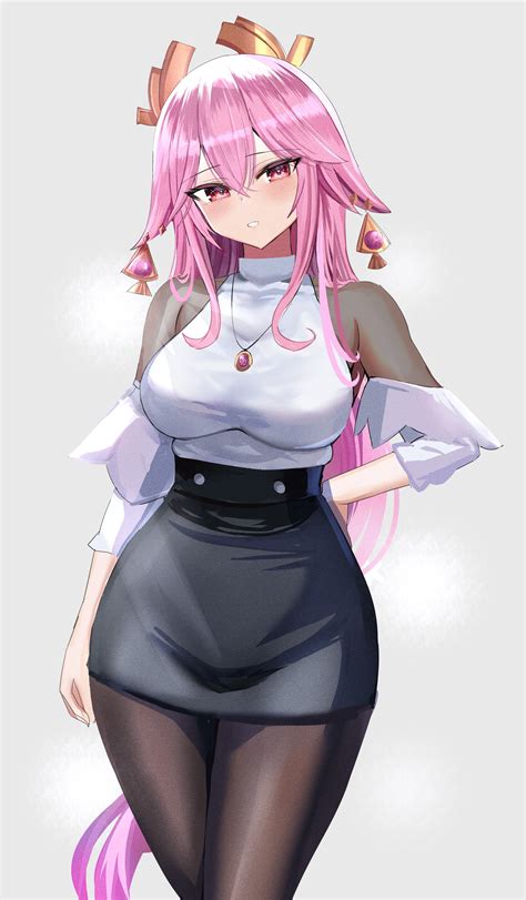 Yae Miko Genshin Impact Drawn By Hanasaka Houcha Danbooru