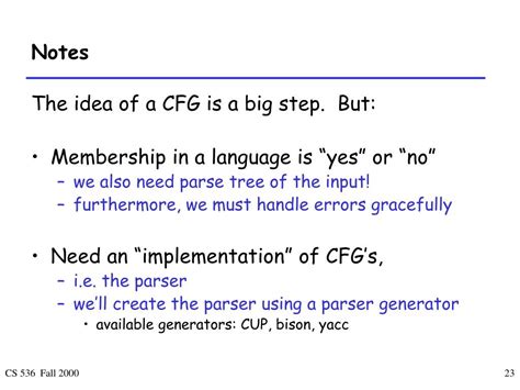 Ppt Context Free Grammars Parser Functionality And Syntax Errors