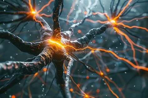 Neurons And Neural Network Of A Human Brain Generative Ai Stock Image