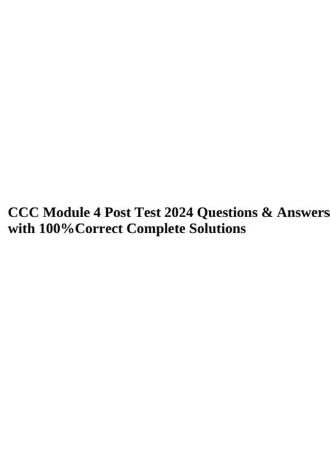 ccc module 4 post test 2024 questions and answers with 100 correct