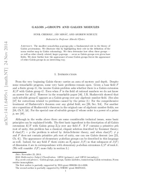 pdf galois p groups and galois modules sunil chebolu
