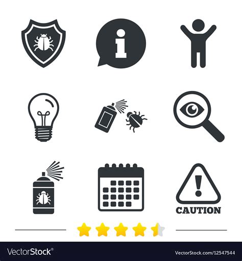 Bug Disinfection Signs Caution Attention Icon Vector Image