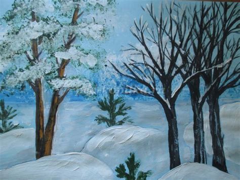 Зимний пейзаж гуашью поэтапно Мастер класс с фото Winter Art