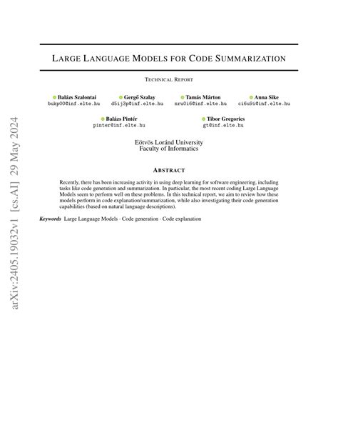 Pdf Large Language Models For Code Summarization