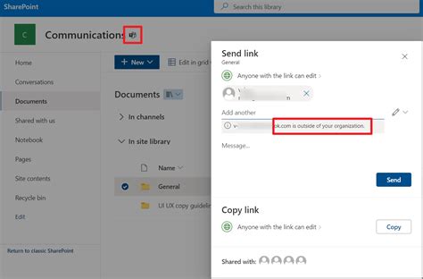 sharepoint unable to share files and folder microsoft community