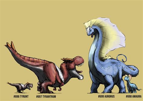 Aurorus Tyrantrum Amaura And Tyrunt Pokemon Drawn By Blacknirrow