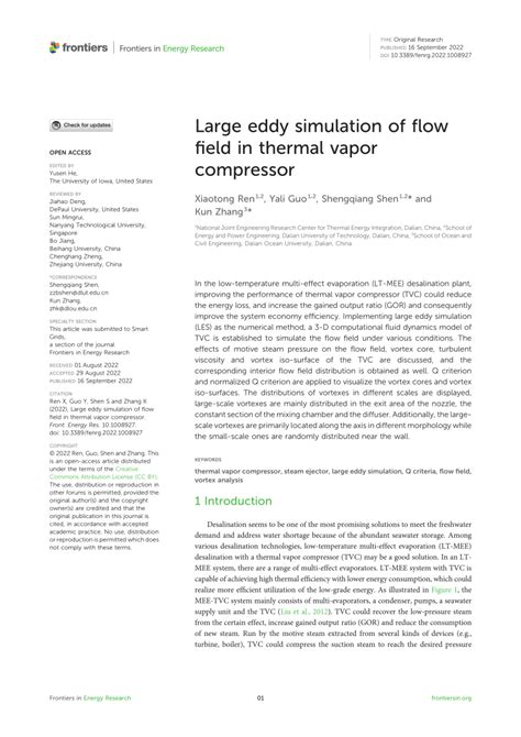 Pdf Large Eddy Simulation Of Flow Field In Thermal Vapor Compressor