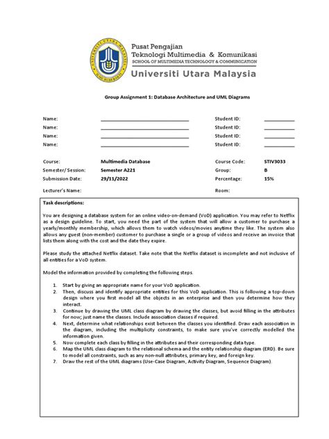 A221 Stiv3033 Group Assignment 1 Mmdb Architecture And Uml Groupb