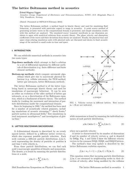 Pdf The Lattice Boltzmann Method In Acoustics